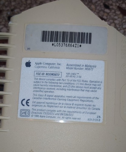 Apple Macintosh Performa 580 588 LC 580 *selten Typenschild ...