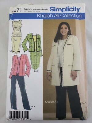 Simplicity 4971 Khaliah Ali Skirt Pants Jacket Top Pattern Size FF 18W ...