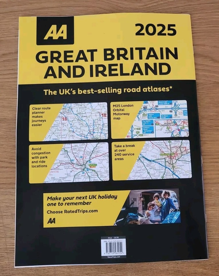 AA 2025 Great Britain & Ireland A3 Road Atlas Route Planner Map Large ...
