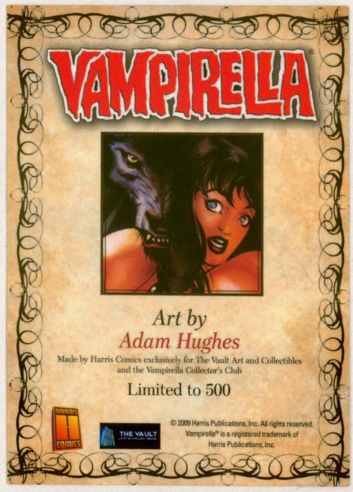 SIGNED Adam Hughes Vampirella 2009 Collectors Club EXCLUSIVE Comic Art ...