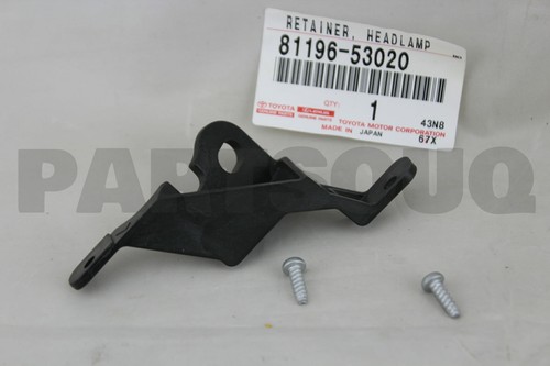 8119653020 Genuine Toyota RETAINER, LH HEADLAMP PROTECTOR, LWR LH 81196 ...