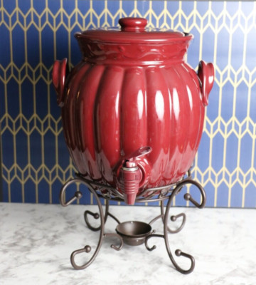 Celebrating Home Berry Beverage Server | Wrought Iron Stand | Stoneware ...