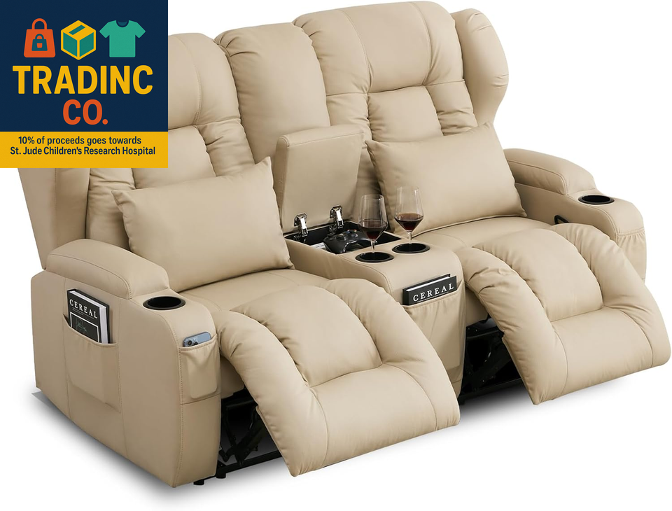 65.5" RV Loveseat Recliner Double Recliner RV Sofa & Console | Wall ...