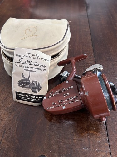 Vtg Ted Williams Salt Water Open Face Spinning Reel Sears Roebuck 510 ...