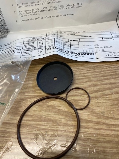 OEM SULLAIR 001064 OIL STOP VALVE REPAIR KIT | eBay