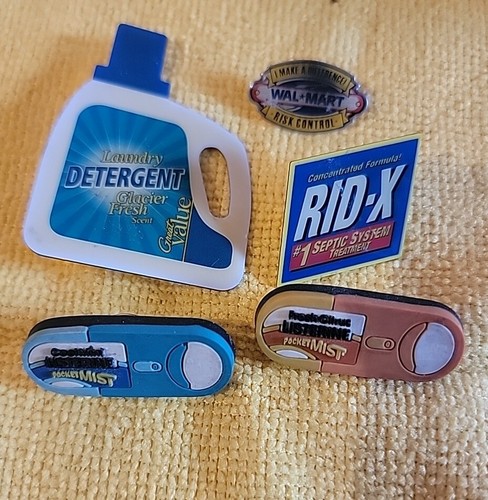 Walmart Product apron Lapel Pin Lot of 5. Listerine glacier Detergent ...