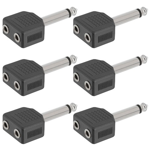 6x 6.35mm 1/4" Mono Plug to Dual 3.5mm Mono Jack Splitter Audio Cable ...