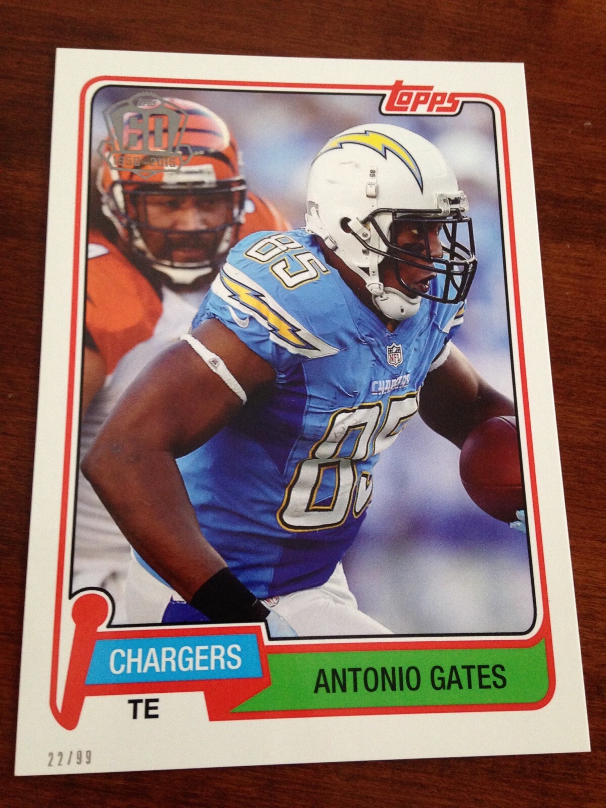 2015 Topps 5x7 60th Anniversary Antonio Gates Chargers 1981 Reprint #’d ...