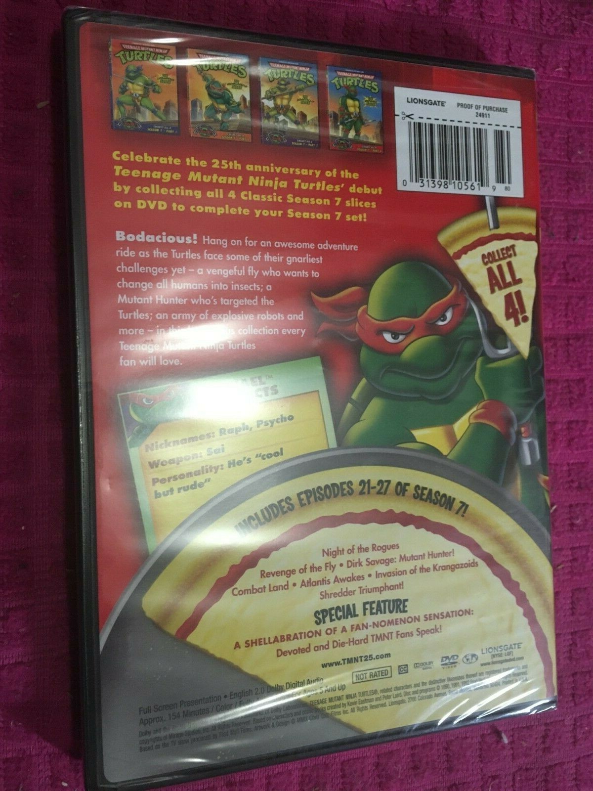 Teenage Mutant Ninja Turtles Season 7 - Part 4: The Raphael Slice (DVD ...