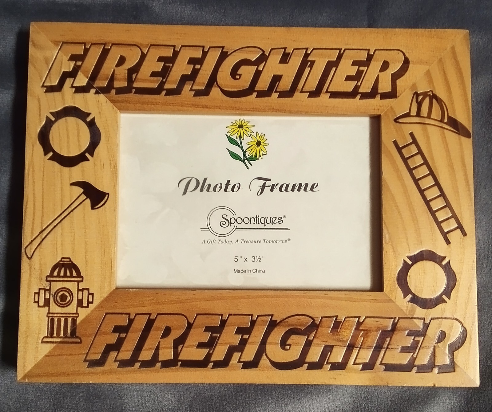 Firefighter Picture Frame Wood for 5" x 3 1/2" picture Fireman Woman ...
