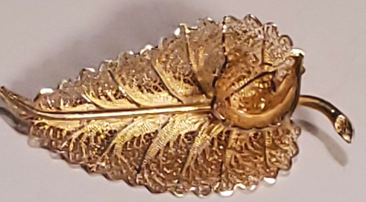 VTG Filigree Leaf Pin Brooch Silver Spun Gold Plated | eBay