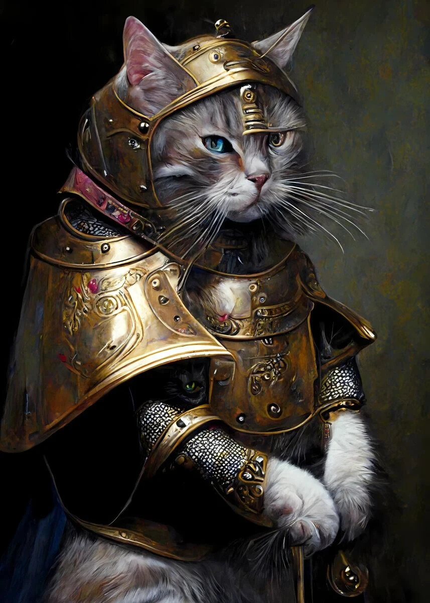 Medieval Knight Cat PREMIUM POSTER FILM PRINT HIGH QUALITY Thick paper ...