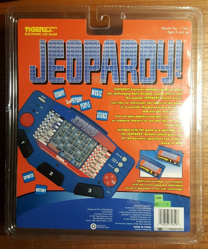 Tiger Electronics Jeopardy Handheld Talking Trivia LCD Game #7-581 ...