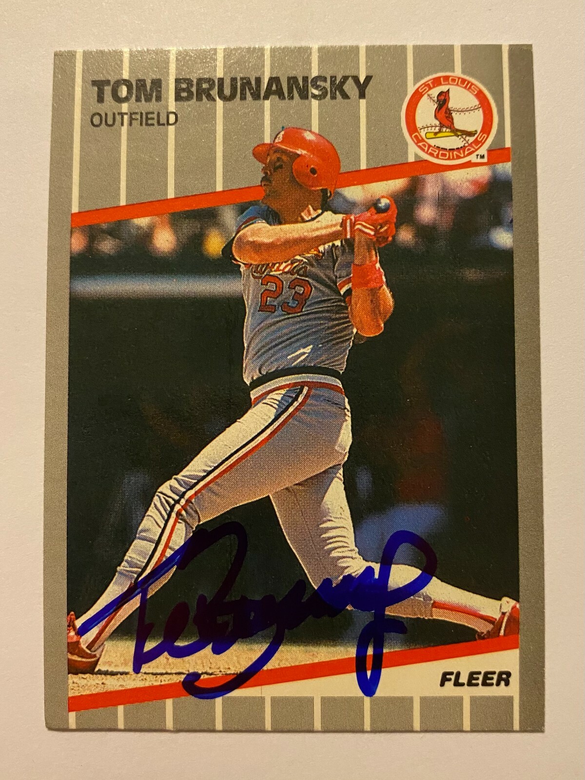 Tom Brunansky Signed Fleer #444 1969 Card St. Louis Cardinals Auto MLB ...