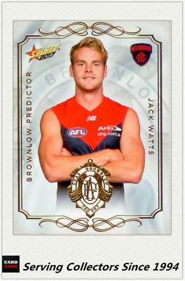 2017 AFL Footy Stars Brownlow Predictor Card BP88 JACK WATTS-MELBOURNE ...