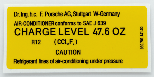 Porsche 911 930 Air Conditioning Charge Level Sticker Decal | eBay