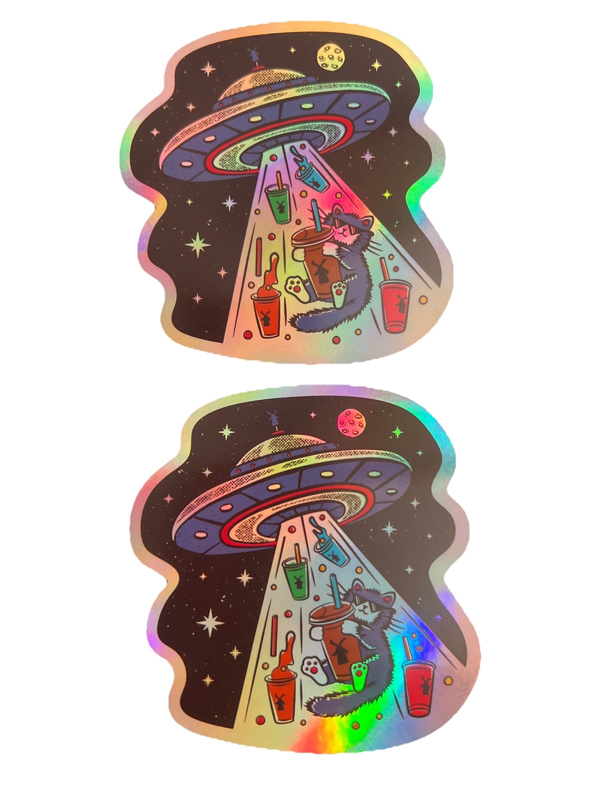 Dutch Bros 7/1/2026 New Release Stickers Set Of 2, Holographic UFO W ...