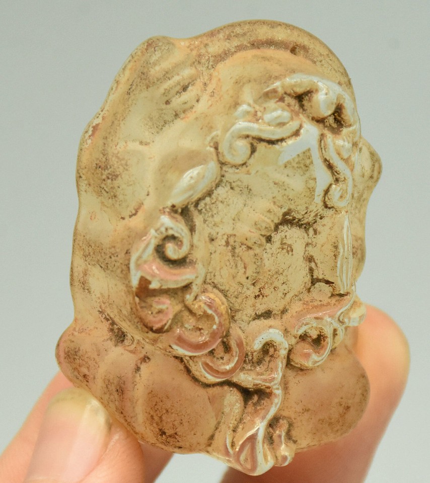 5.3CM Old White Crystal PiXiu Phylactery Guardian Brave Troops Amulet ...