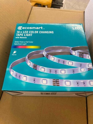 ECOSMART 16 ft LED Color Changing Tape Light with Remote & Power Supply ...