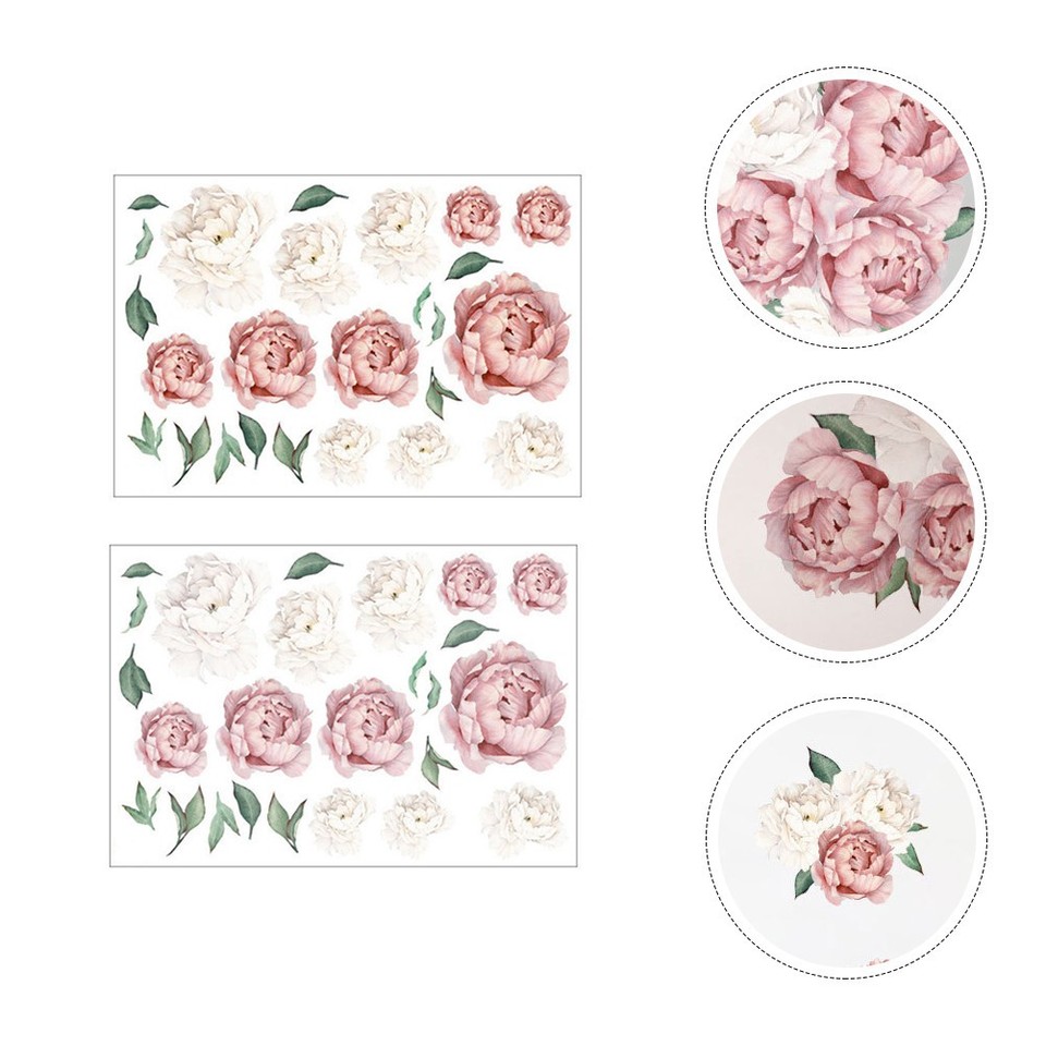 2Sheets Peony Wall Stickers Self Adhesive Flowers Decals for Home Decor ...