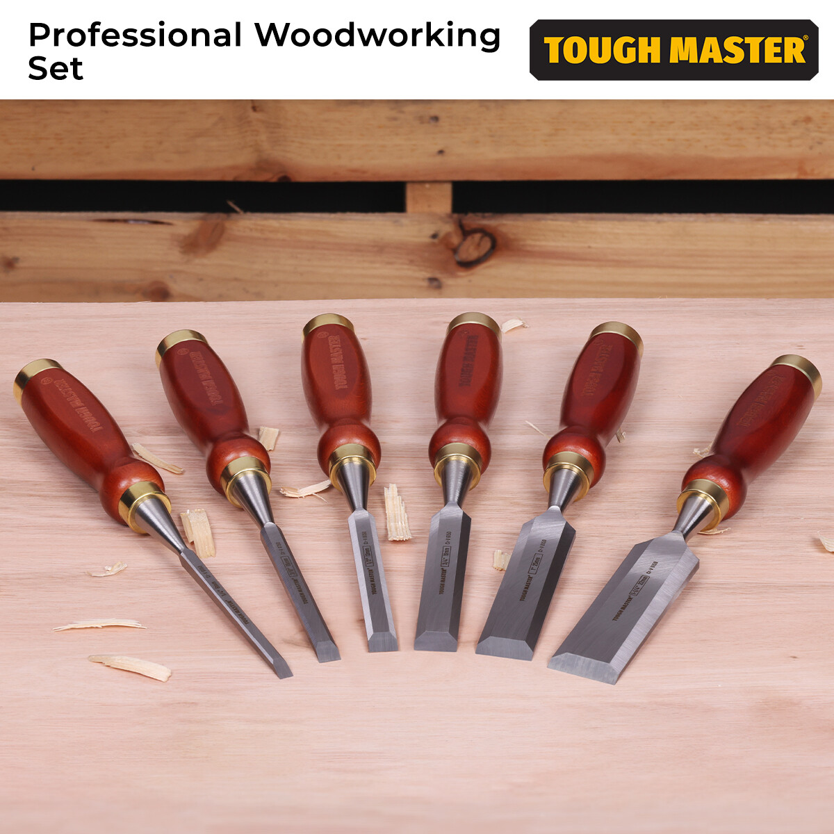 6pc Wood Chisel Set for Woodworking Steel Sharp Blade Ash-Wood Handle ...
