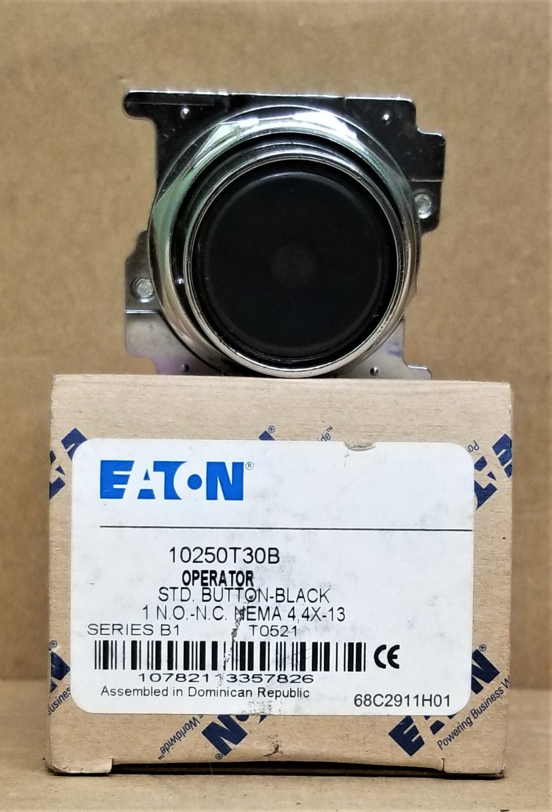 EATON 10250T30B OPERATOR STD, BUTTON-BLACK 1 N.O-N.C. NEMA 4, 4X-13 ...