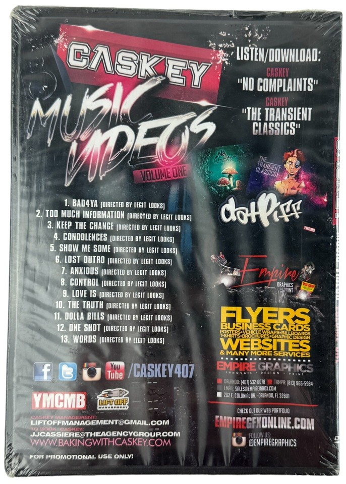 CASKEY DVD MUSIC VIDEOS Volume One 1 YMCMB Black Sheep Rapper Rap Music ...
