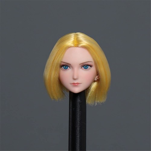 1/6 Female Head Sculpt Short Blonde Hair Asian Anime Android 18 For ...