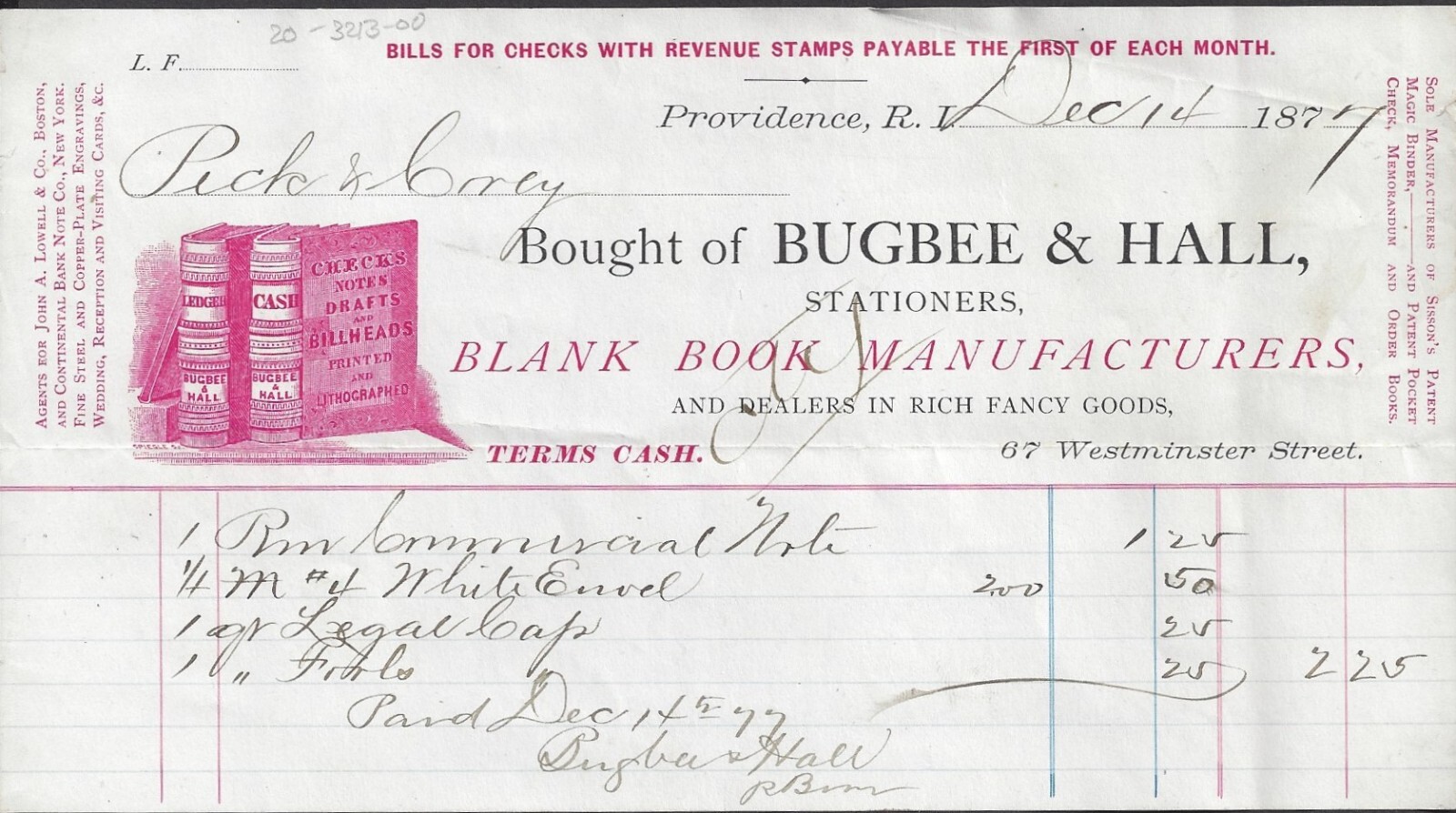 PROVIDENCE, RI ~ BUGBEE & HALL, BLANK BOOK MFRS. ~ BOOKS ILLUS ...