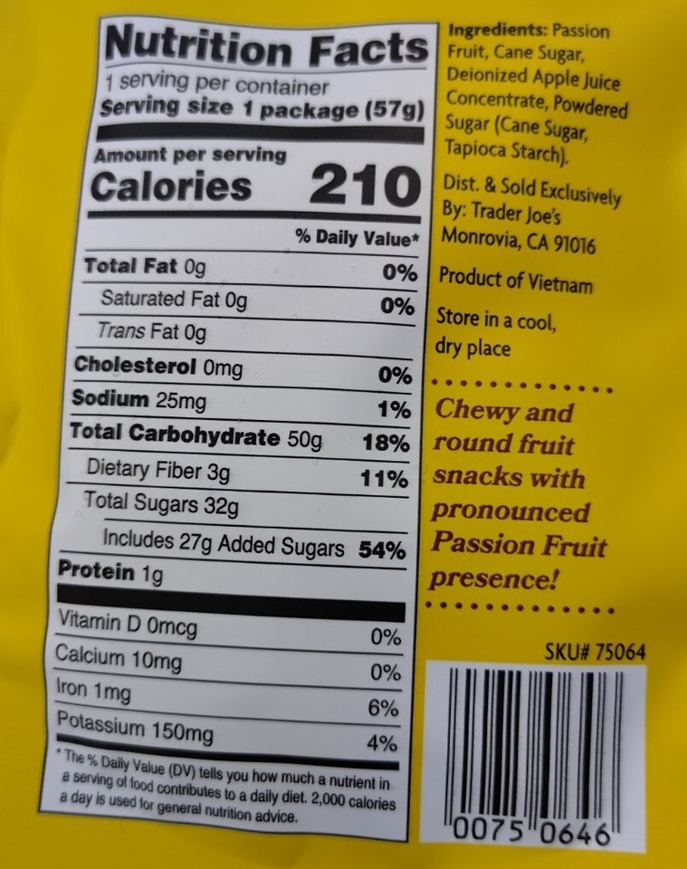 Trader Joe's PASSION FRUIT ROUNDS Fruit Snacks 12 Packs | eBay