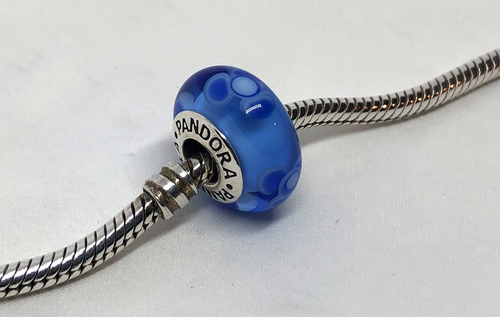 Authentic PANDORA Retired SS Glass Charm FLOWERS FOR YOU BLUE #790135 ...