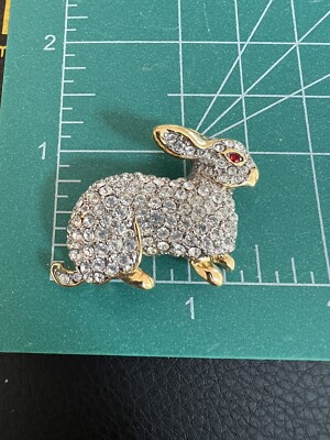 Vintage KJL Kenneth Jay Lane Pin Brooch Bunny Rabbit Rhinestone ...