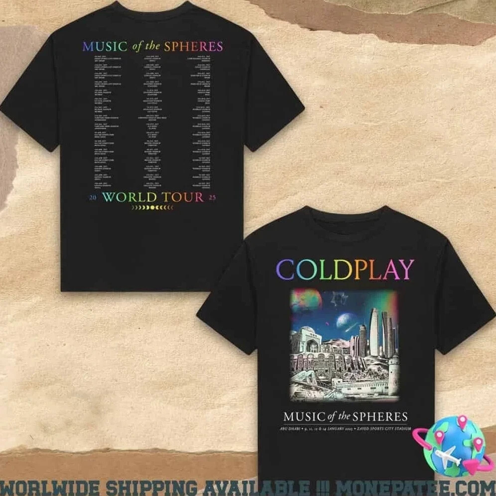 Coldplay Music Of The Spheres 2025 Reprint T-Shirt World Tour Fan Merch ...