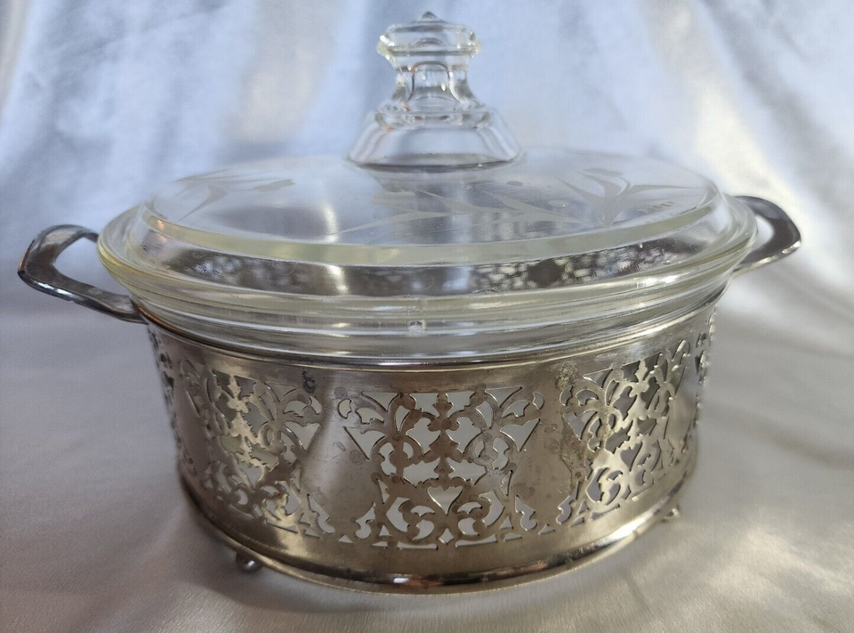 Antique 1920s Pyrex Bowl 168 268 Rare Clear Etched Design With Lid ...