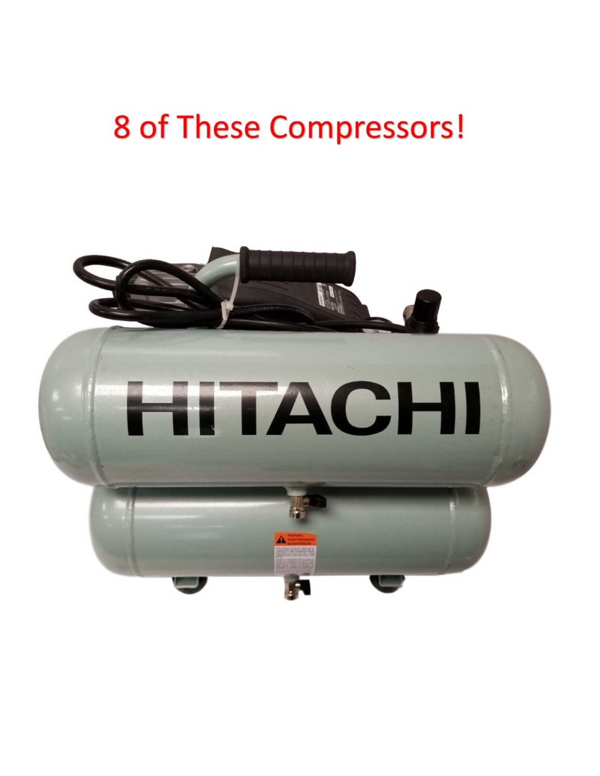 (8) Hitachi 4 Gallon Portable Electric Twin Stack Air Compressors ...