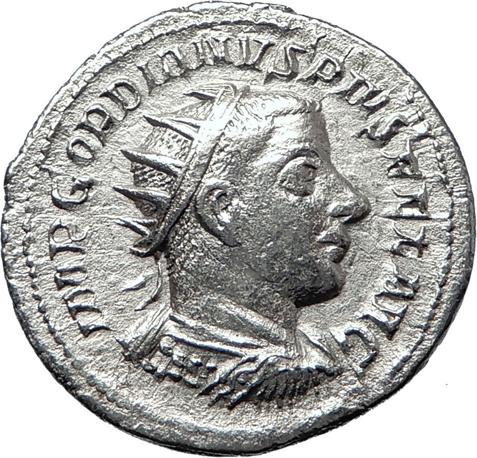GORDIAN III with globe 242AD Rome Authentic Ancient Silver Roman Coin ...