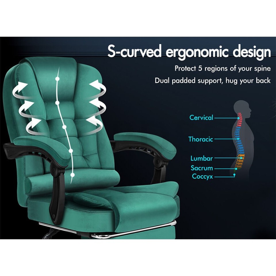 ELFORDSON Massage Office Chair Padded High Back Recliner Footrest ...