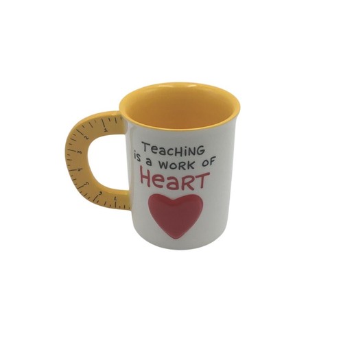Enesco Teacher Appreciation Mug Yellow Sculpted Ruler Handle | eBay