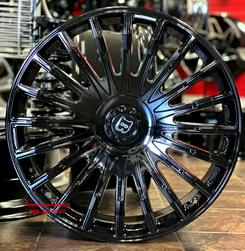 24" Gloss Black Brabus Style Wheels fit Mercedes G55 G Wagon Tires G550 ...