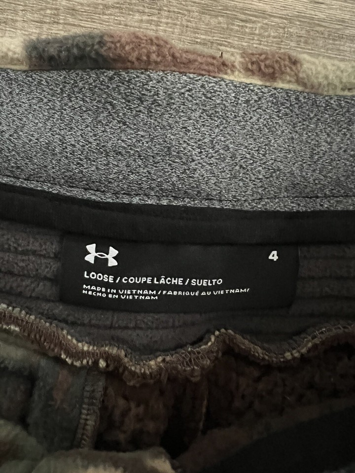 UNDER ARMOUR WINDPROOF FLEECE CAMOUFLAGE FOREST HUNTING PANTS 1365595 ...