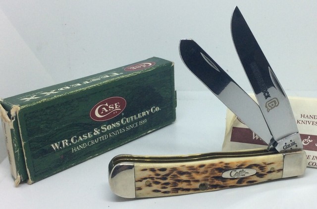 Case 00164 Peach Seed Jig Amber Bone Trapper Pocket Knife for sale ...