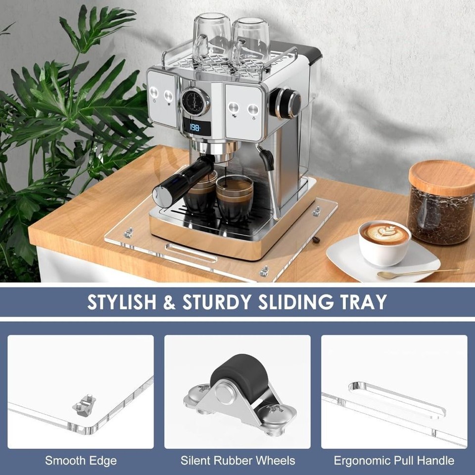 with Rubber Wheels Coffee Pot Slider Tray Coffee Maker Stand for ...