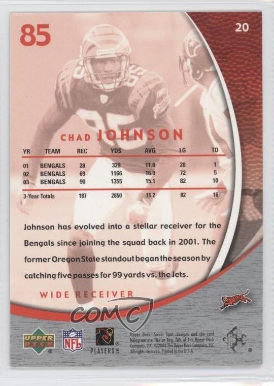 2004 Upper Deck Sweet Spot Silver /100 Chad Johnson #20 | eBay
