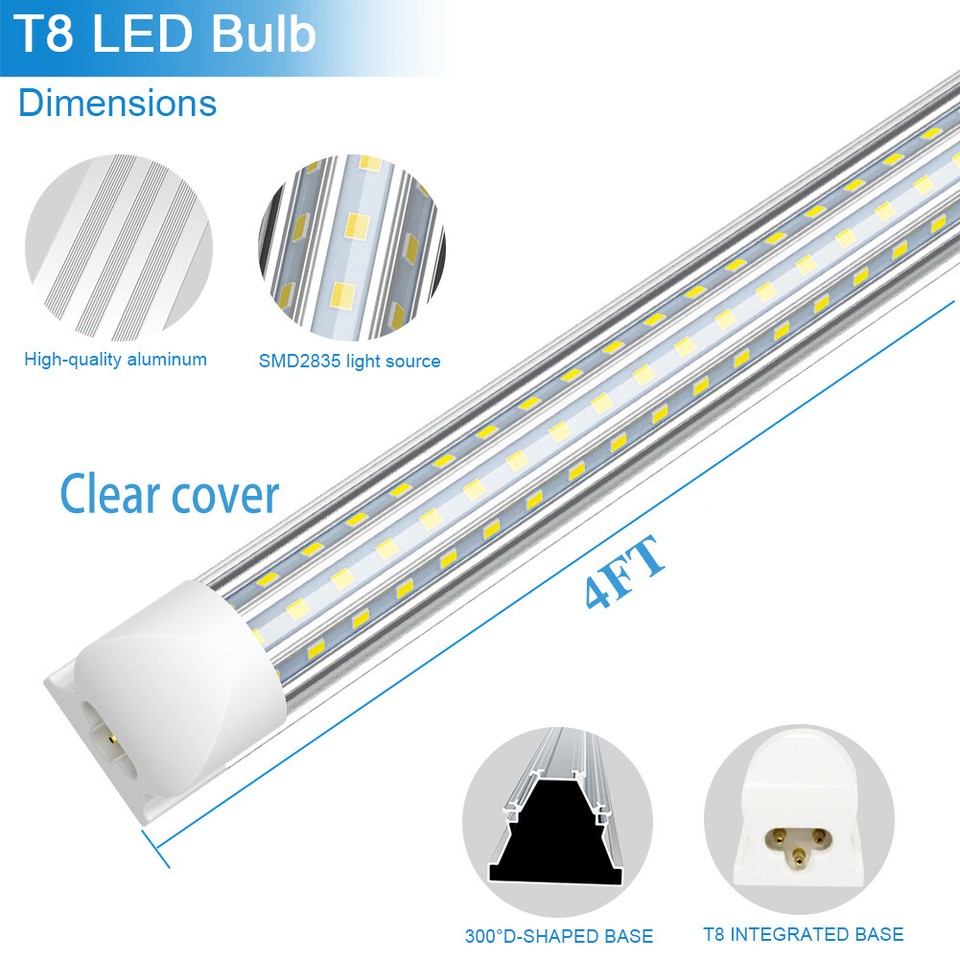 T8 2FT~8FT 4 FOOT LED Tube Light Bulbs 8 FT LED Shop Light Fixtures ...