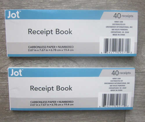 2 x Receipt Books/Receipts 80 Duplicate 2 Copy Carbonless No Stub 80 ...