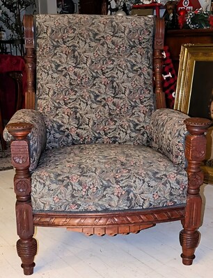 RARE Antique Victorian Aesthetic Movement 1870-1880s Walnut Recliner ...
