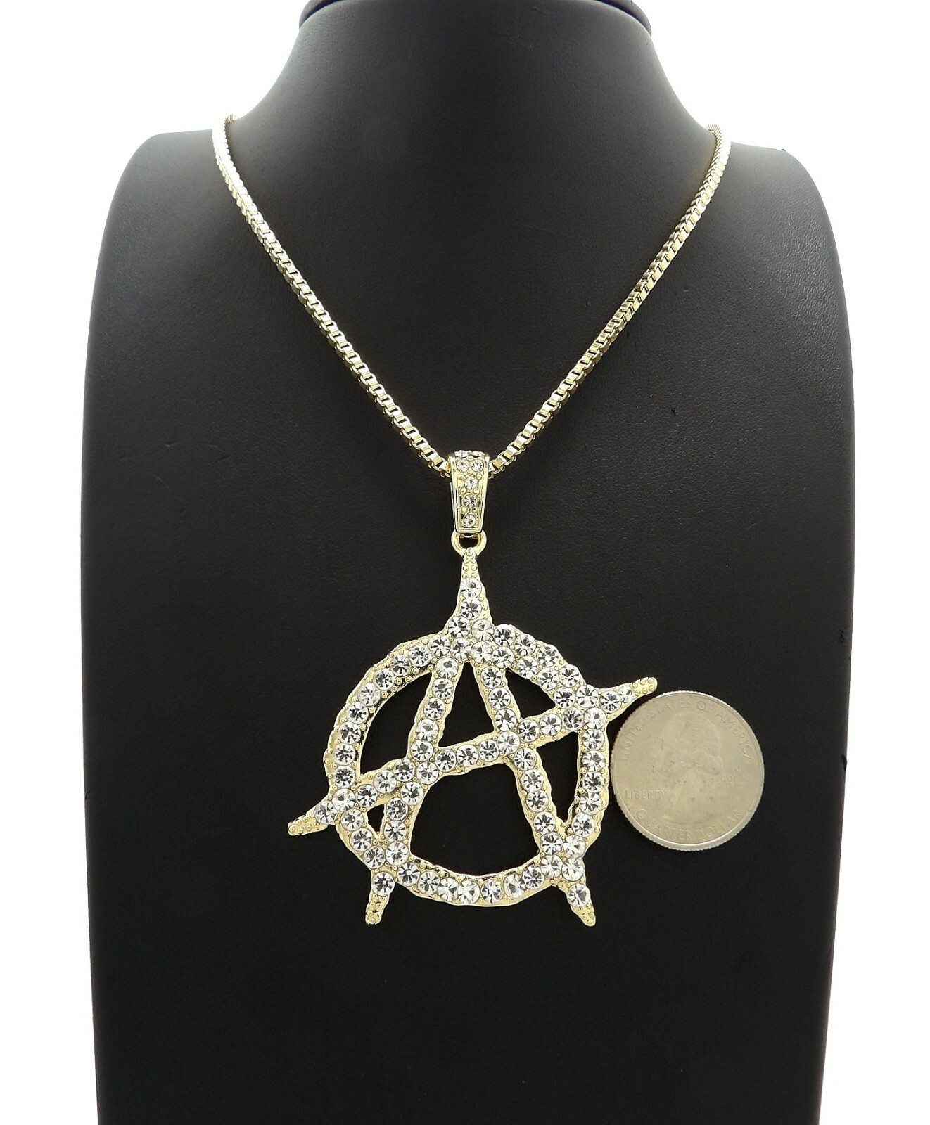 Iced Rapper Bling Anarchy Pendant & 24" Box, Cuban, Rope Chain Hip Hop ...