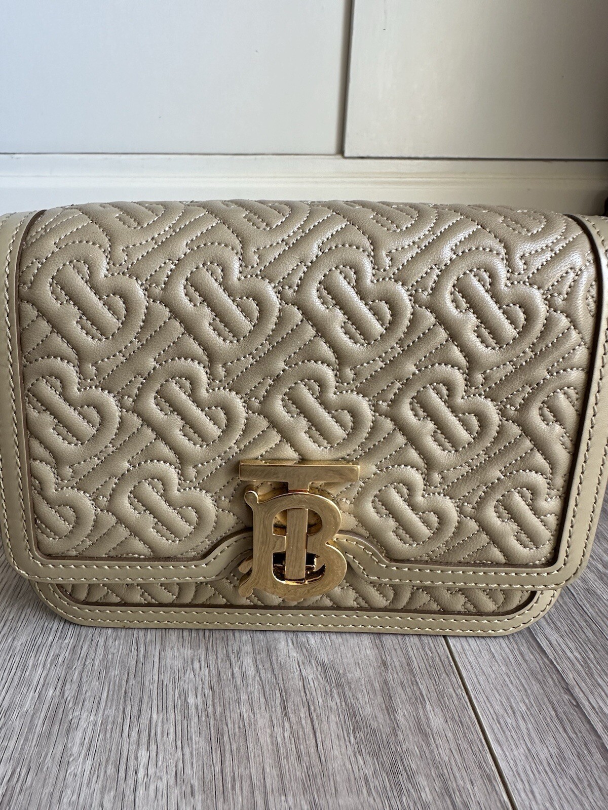 Authentic Burberry Ladies Small Leather Monogram TB B… - Gem