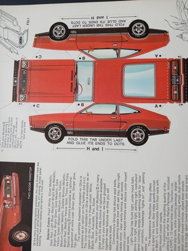 1974 Vintage FORD MUSTANG II POP-OUT CARD-PAPER MODEL KIT -Uncut | eBay