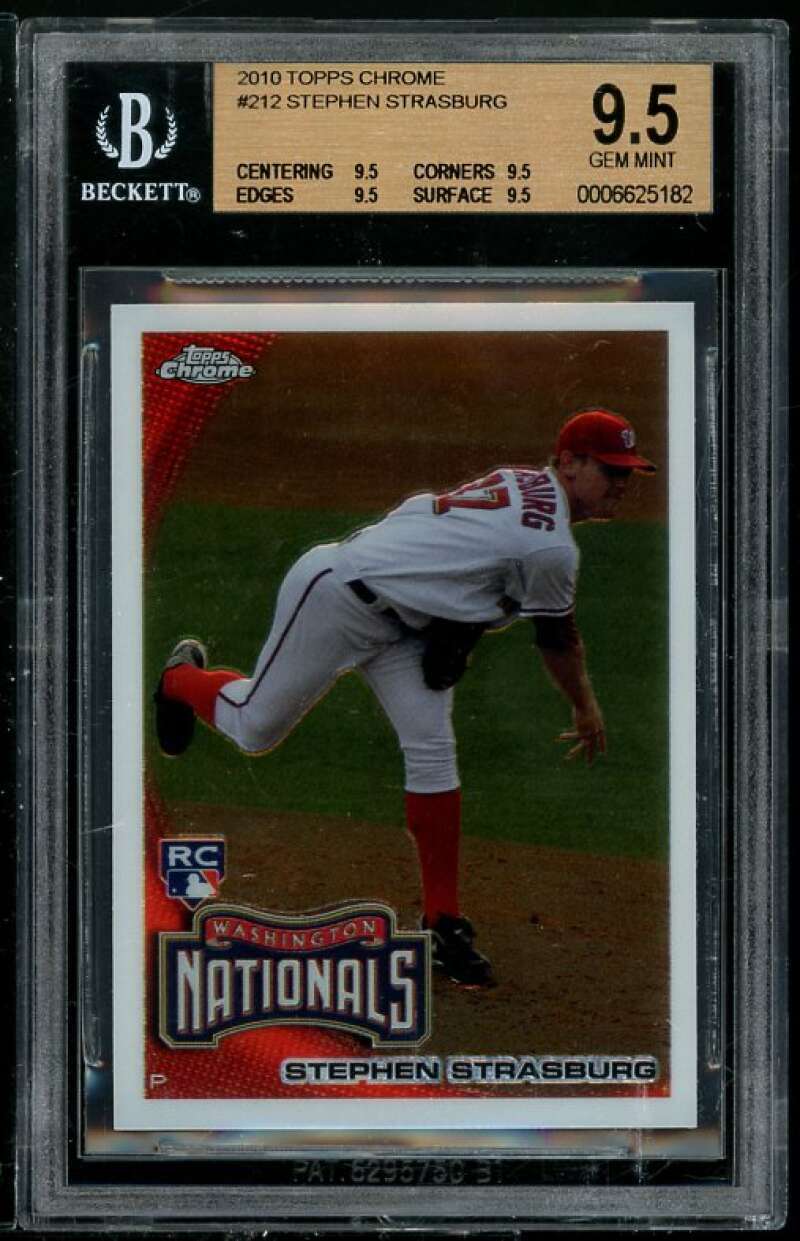 Stephen Strasburg Rookie Card 2010 Topps Chrome #212 BGS 9.5 (Read ...